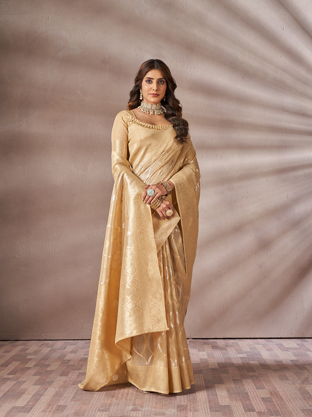 Samiksha Silk in Beige – Sarha