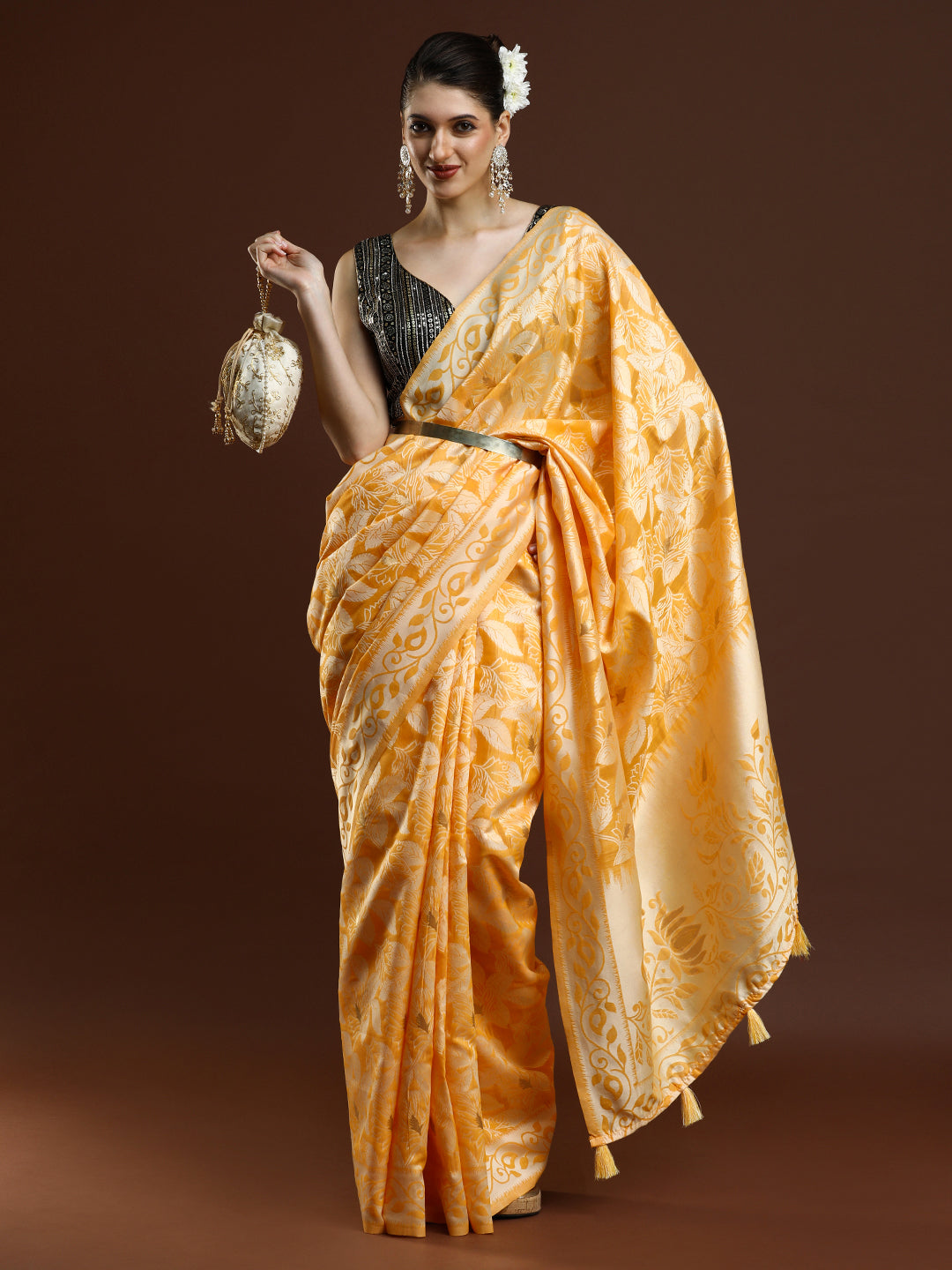 Sarha Woven Design Zari Chanderi Saree in Yellow